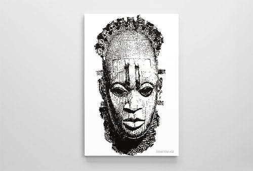 DENKYEM ASE "Benin Bronzes Queen Mother Idia Mask" 24"x36" Large Foam ...